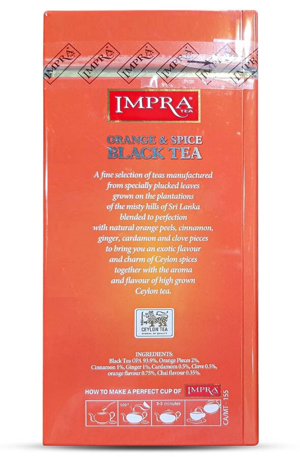 Impra Orange And Spice Black Tea Flavoured Beramā Lielo Lapu Melnā Tēja Ar Apelsīnu Gabaliņiem 200